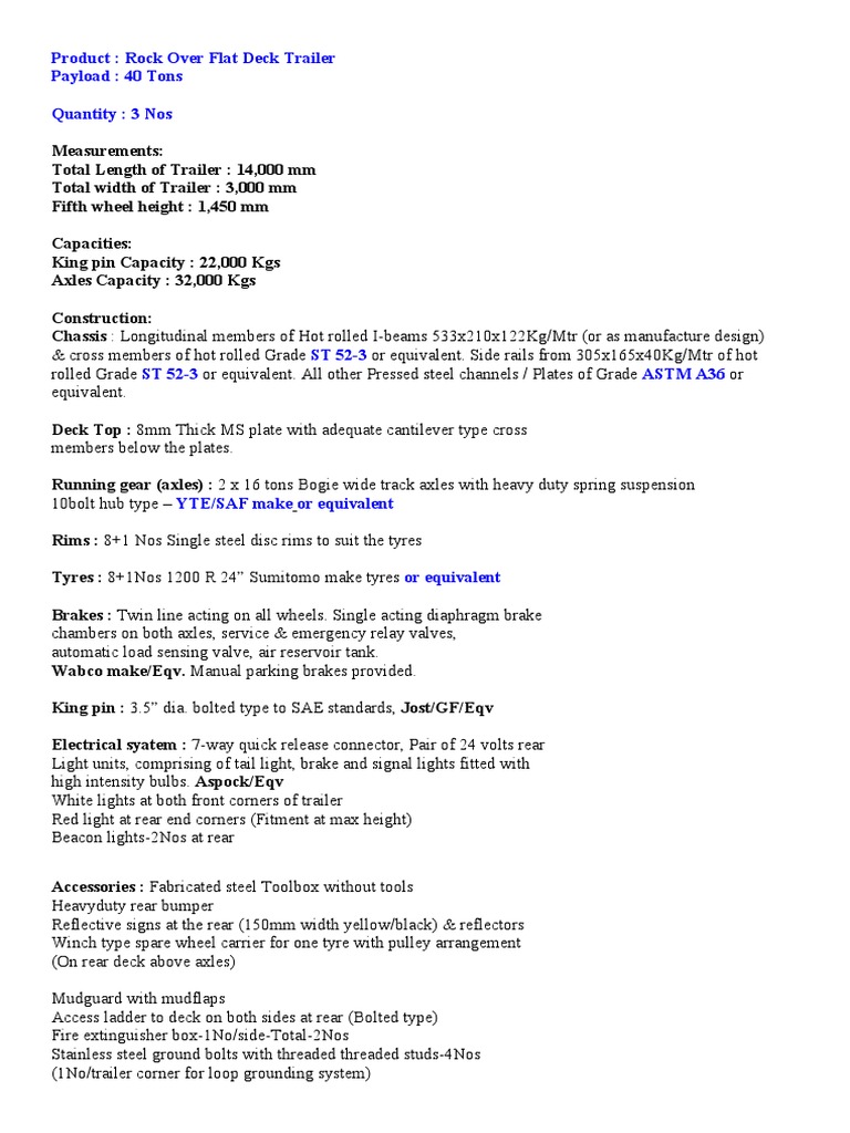 Trailer Spec | PDF