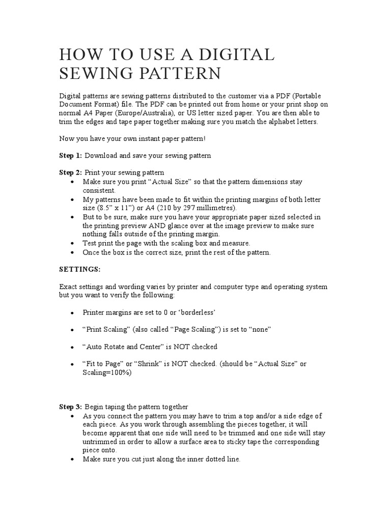 How To Use A Digital Sewing Pattern | PDF | Sewing | Printer (Computing)