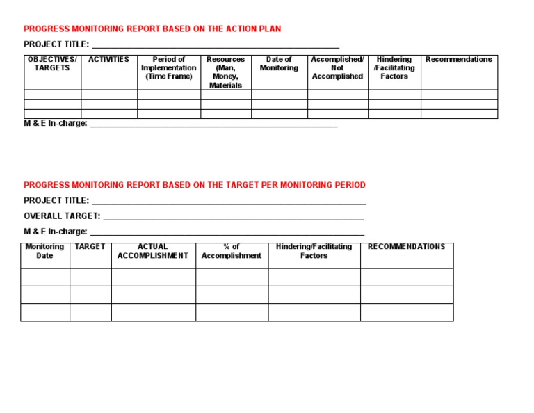 Progress Monitoring Report Template | PDF | Finance & Money Management ...