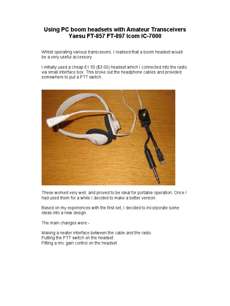 Designing and Building Boom Headsets for Amateur Radio Transceivers ...