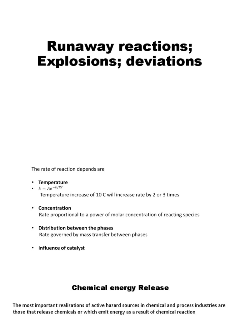 Explosion, Runaway | PDF | Explosion | Chemical Reactions