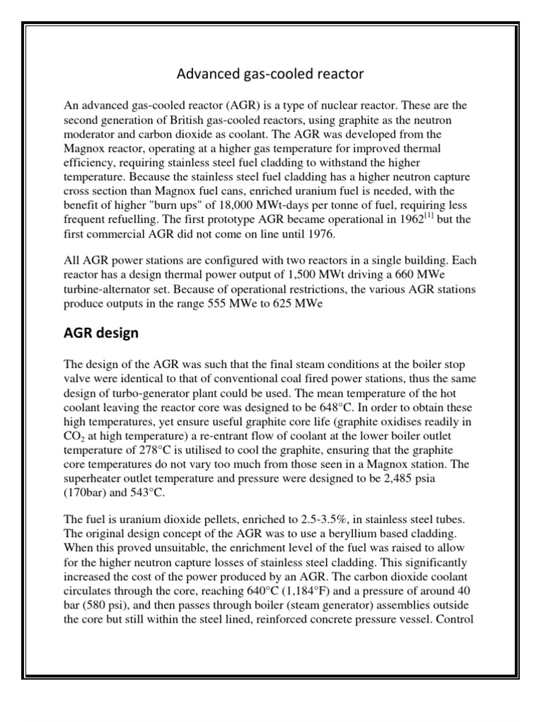 Advanced Gas Reactor | PDF | Nuclear Reactor | Energy Conversion