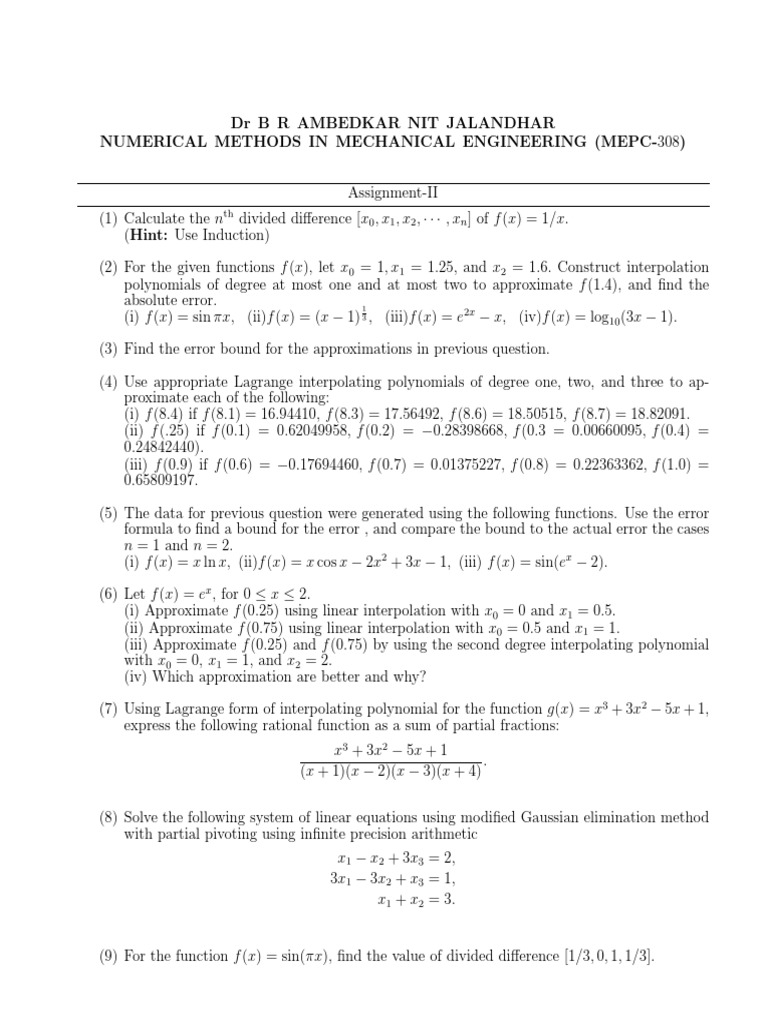 Assignment 2 | PDF | Interpolation | Mathematical Analysis