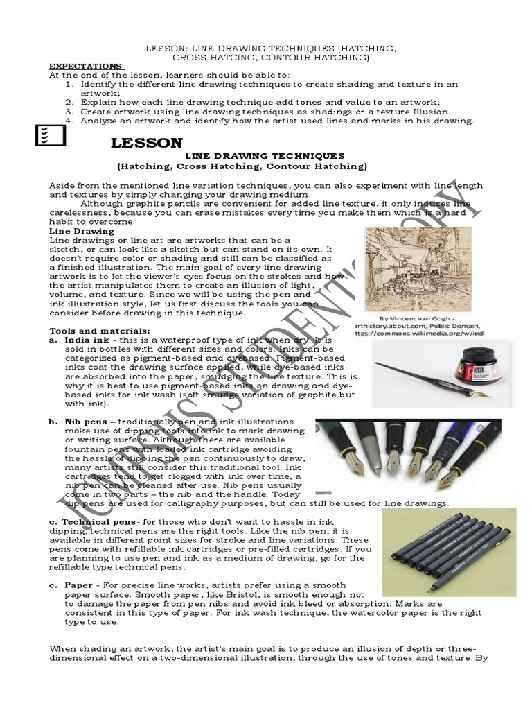 Lesson: Line Drawing Techniques (Hatching, Cross Hatching, Contour ...