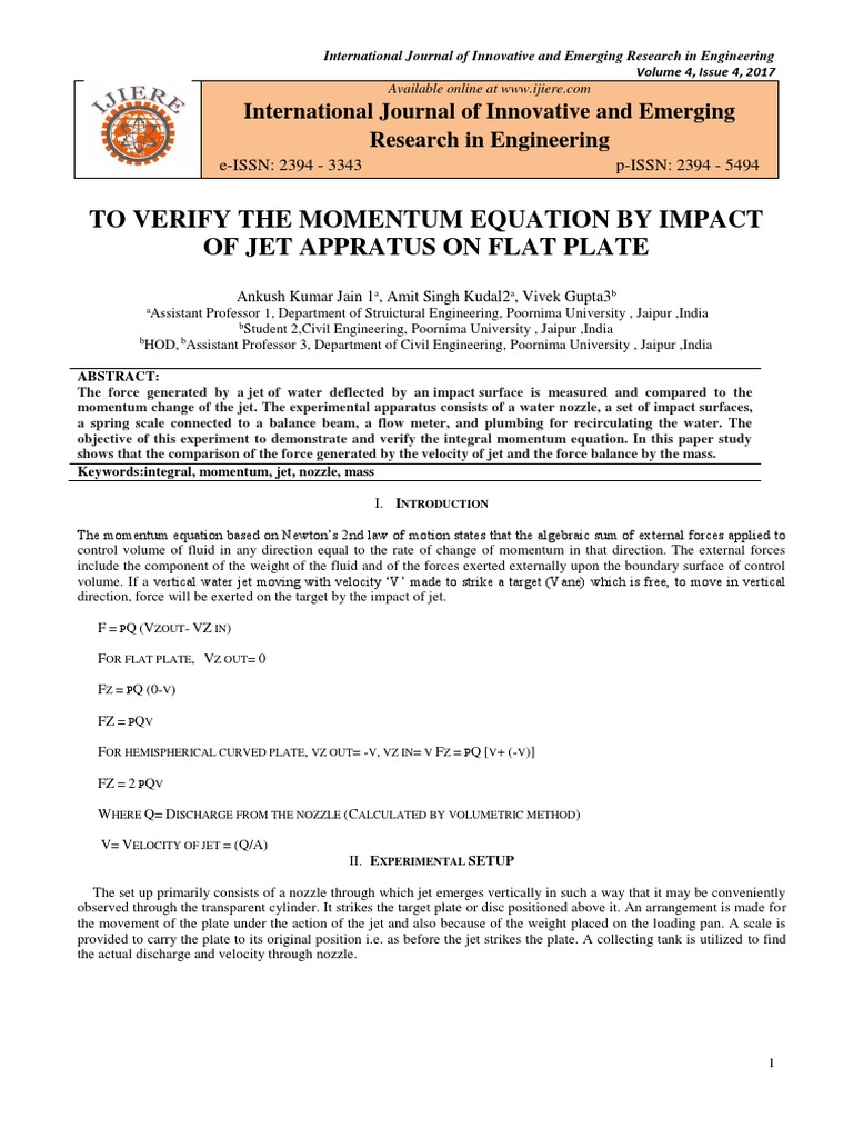 FinalPaperTO VERIFY THE MOMENTUM EQUATION BY IMPACT OF JET APPRATUS ON ...