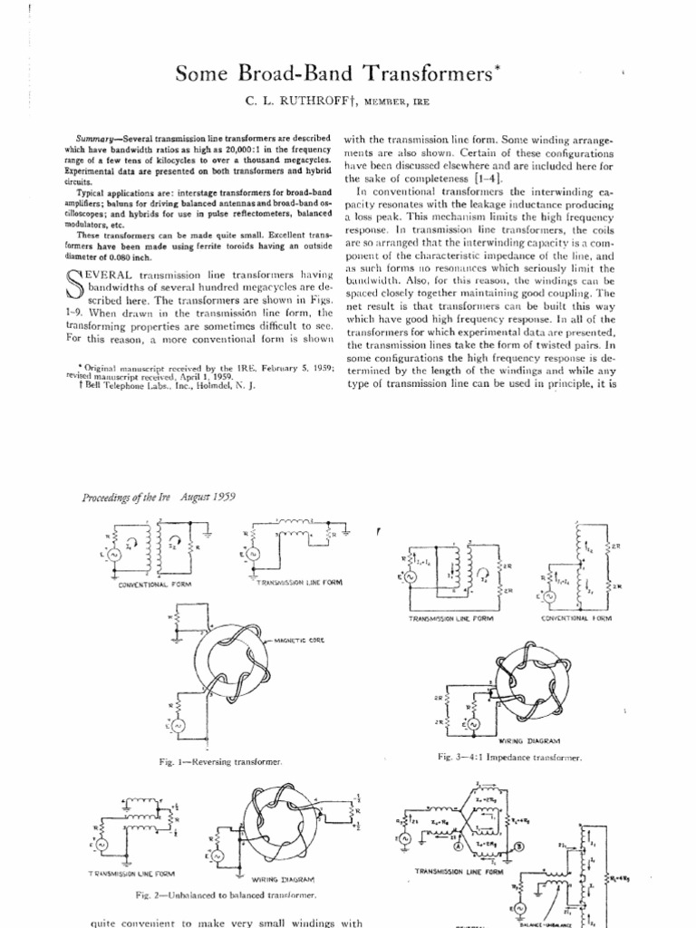 Some Broadband Transformers Ruthroff - Aug-1959 | PDF | Transmission Line | Transformer