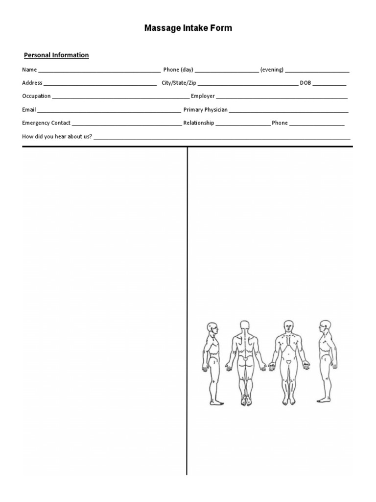 Massage Intake Form Template 12 | PDF | Massage | Stroke