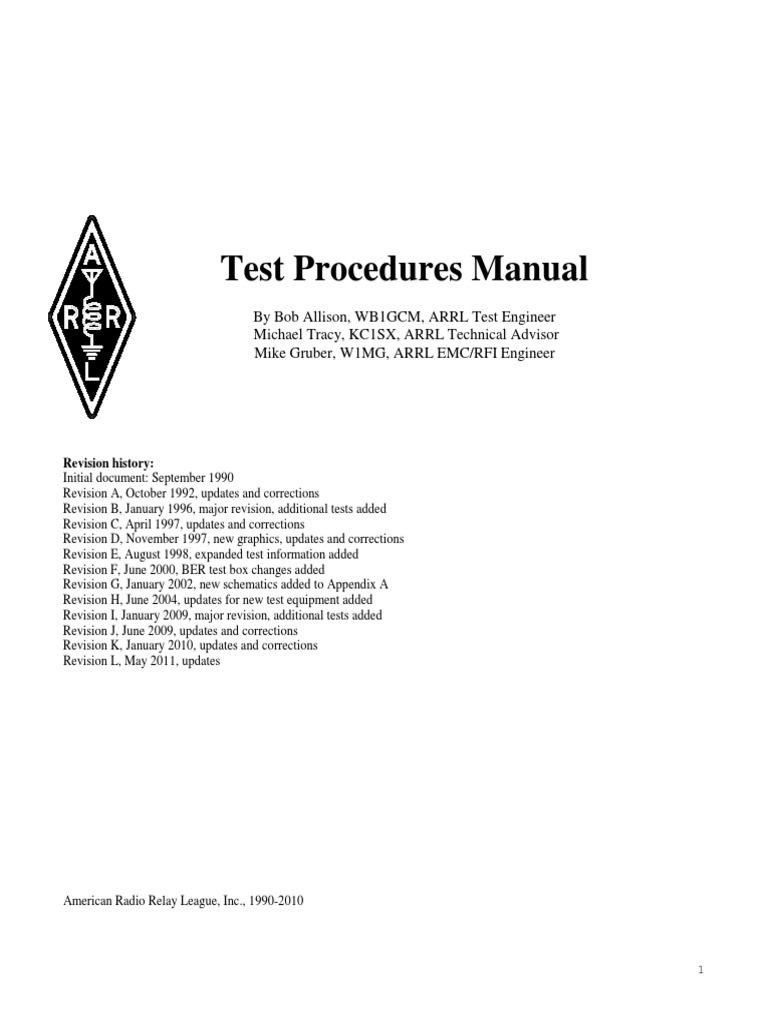 Arrl Test Procedure Manual 2011 | PDF | Power Supply | Coaxial Cable