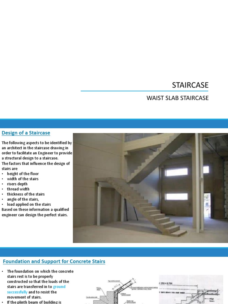 Waist Slab Staircase | PDF | Stairs | Architectural Elements