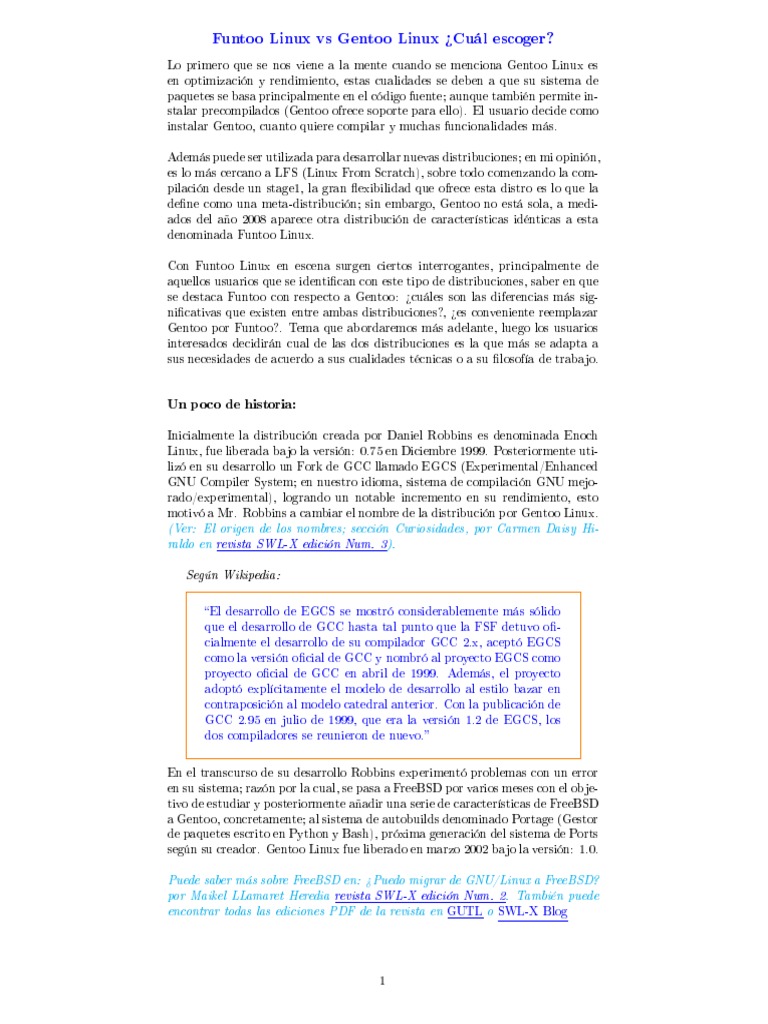 Funtoo Vs Gentoo | PDF | Distribución de Linux | Ciencias de la Computación