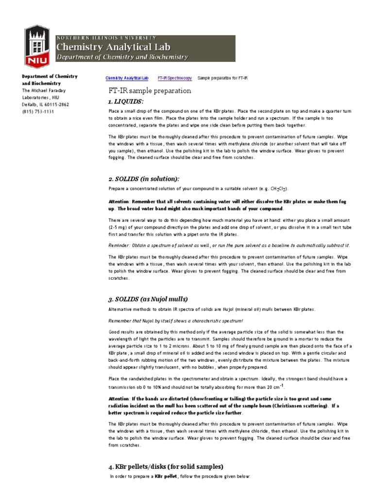 Sample Preparation For FT-IR | PDF | Solution | Chemistry