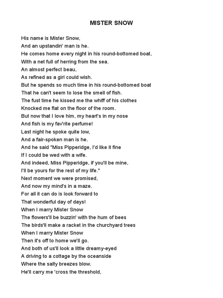 Mister Snow (Lyrics) | PDF