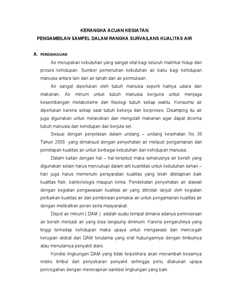 Kak Pengambilan Sampel Damiu Dan Air Bersih | PDF | Pengembangan Diri | Sains & Matematika