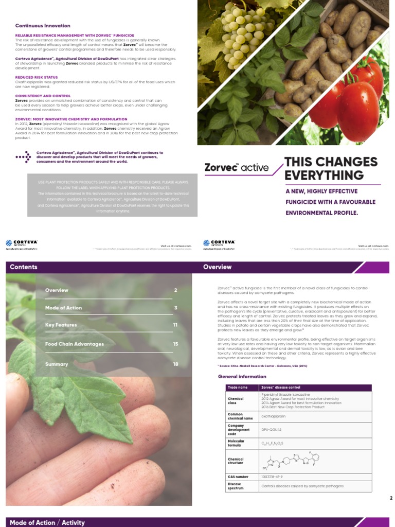Zorvec Technical Brochure | PDF | Fungicide | Toxicity