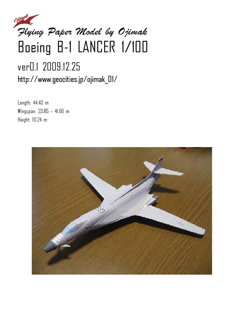 Build a Boeing B-1 LANCER Paper Model 1/100 Scale | PDF