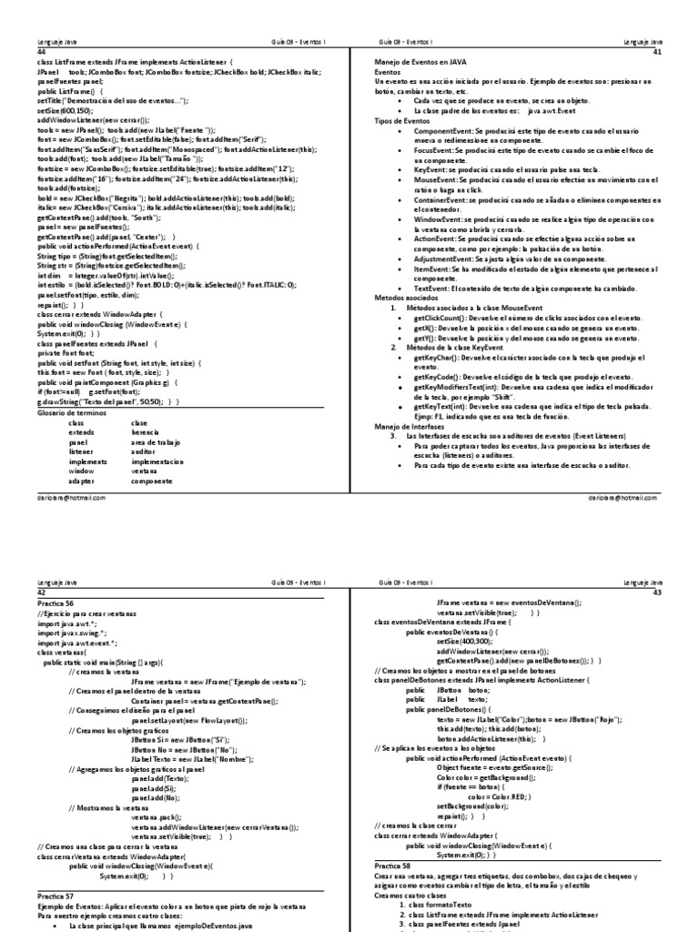 Manejo de Eventos en Java: Guía Práctica | PDF | Java (lenguaje de ...