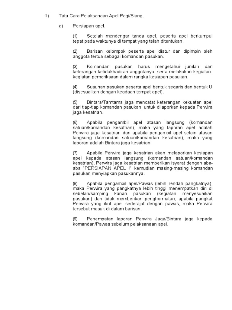 Tata Cara Pelaksanaan Apel | PDF