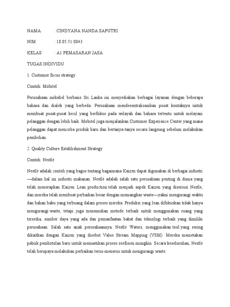 Contoh Customer Focus Strategy Pdf