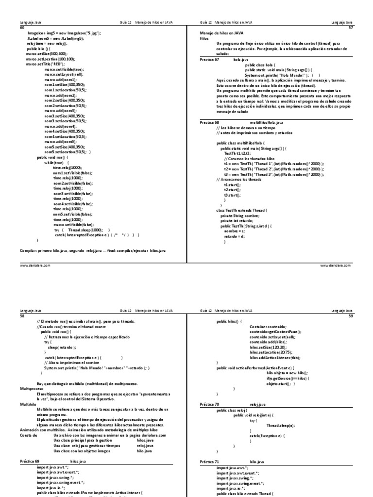 Guia12liii Hilos Java Pdf Hilo Computación Java Lenguaje De Programación