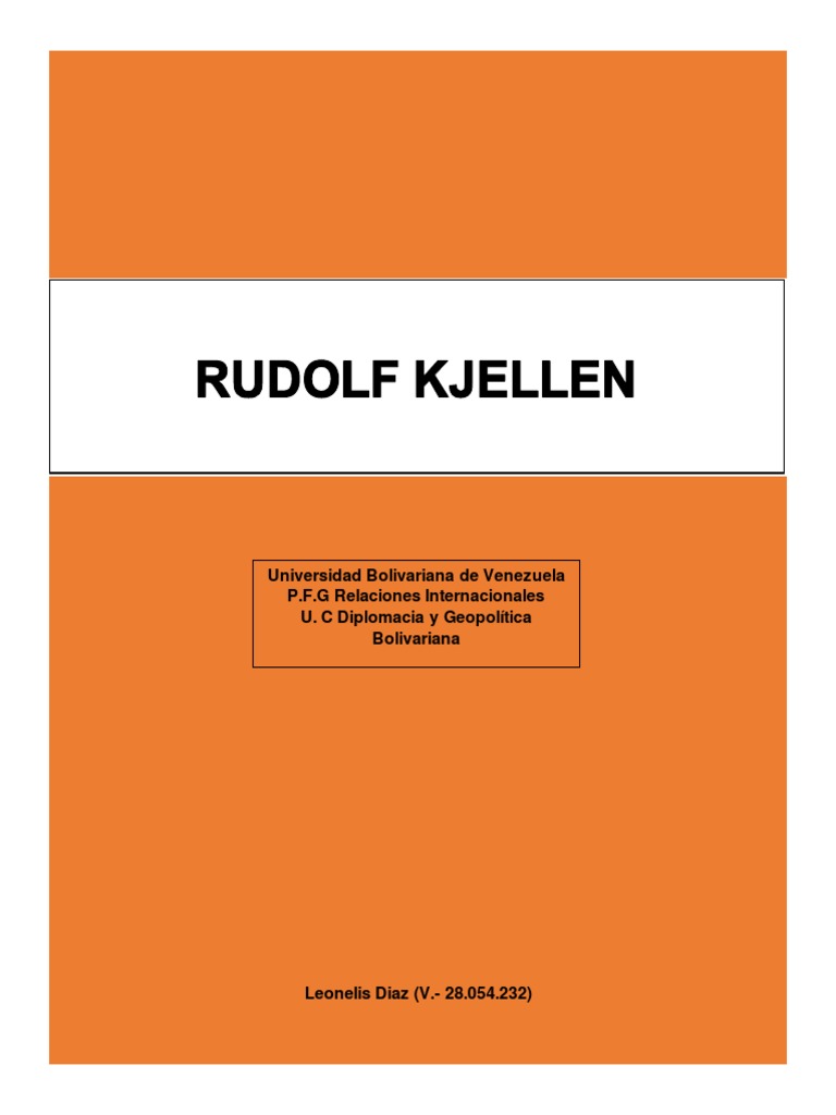 Rudolf Kjellen. | PDF | Geopolítica | Estado (política)