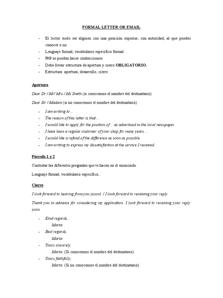 Formal Letter-Estructura | PDF