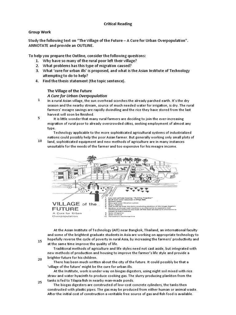 Critical Reading Group Work: A Cure For Urban Overpopulation | PDF ...
