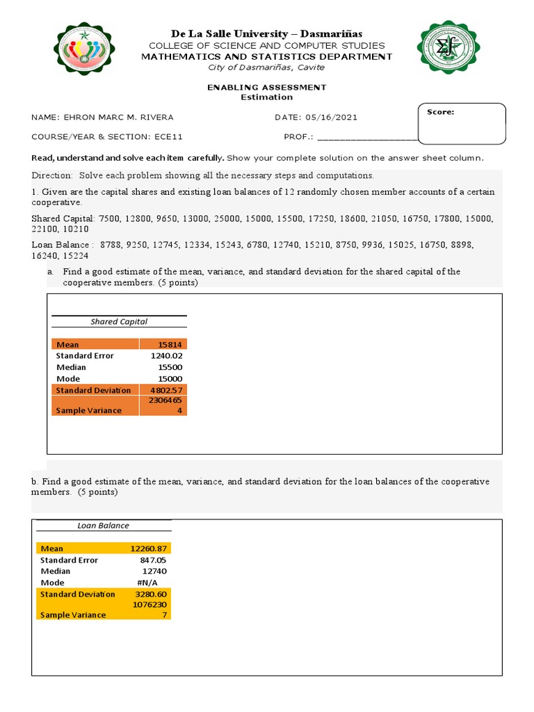 Enabling Assessment in Estimation PDF | PDF | Confidence Interval | Standard Error