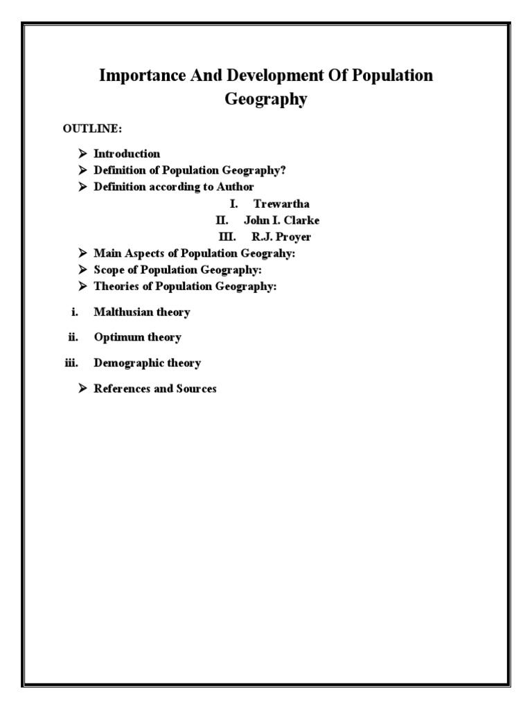 Development and Importance of Population Geography. | PDF | Geography ...