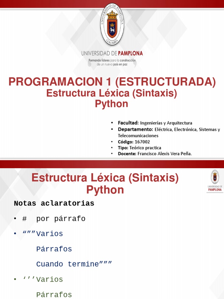 Estructura Lexica (Sintaxis) Python | PDF | Python (lenguaje de ...