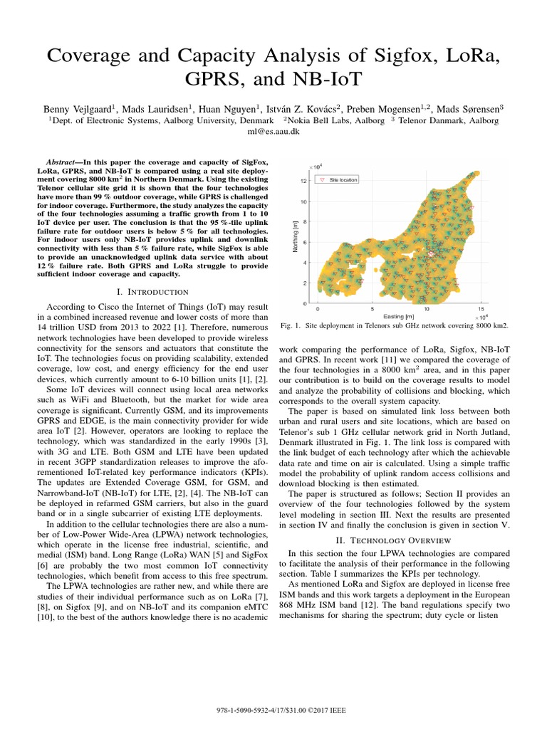 Coverage and Capacity Analysis of Sigfox - Lora - Nbiot | PDF | General ...