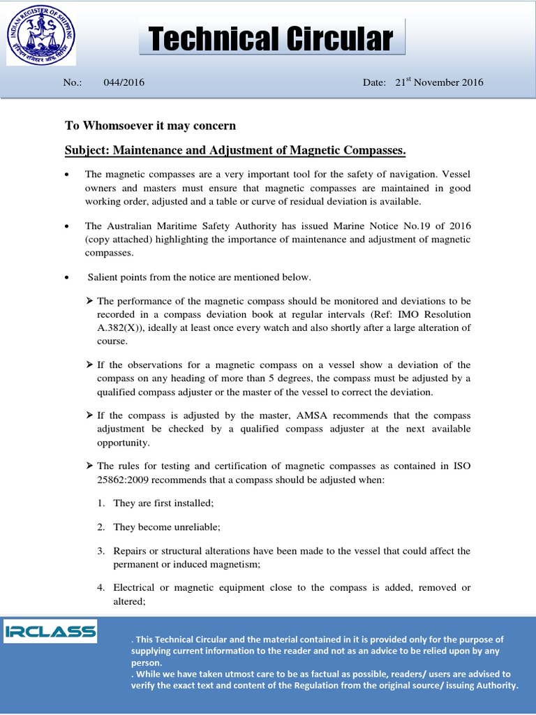 Maintenance and Adjustment of Magnetic Compasses | PDF | Compass | Water Transport