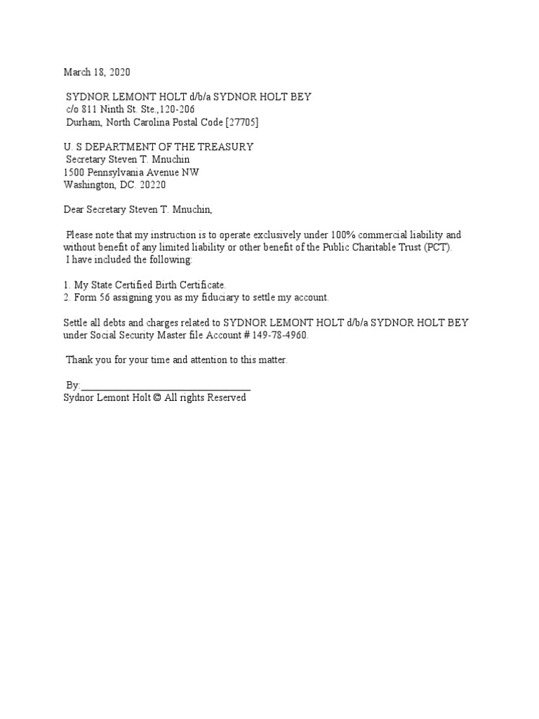 Cover Letter For Form 56 | PDF