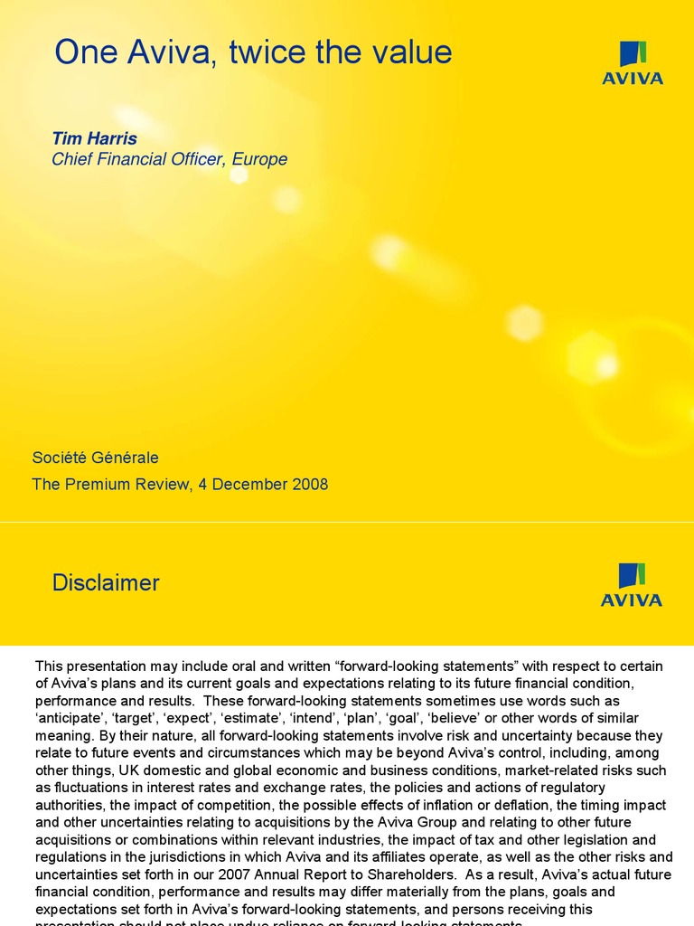 Aviva UK: One Aviva Twice The Value | PDF | Collateralized Debt ...