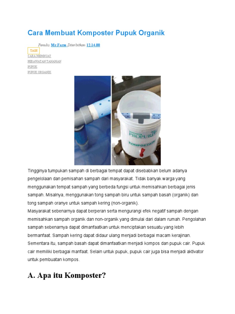 Cara Membuat Komposter Pupuk Organik | PDF