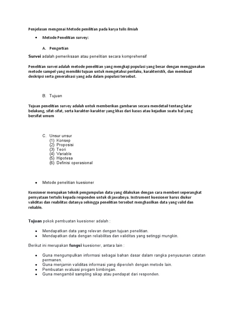 Metode Survey & Kuesioner | PDF