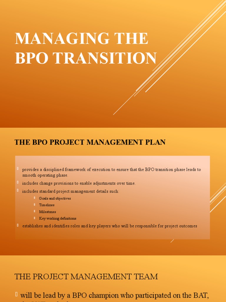 BPO Transition Management Guide | PDF | Change Management | Project ...