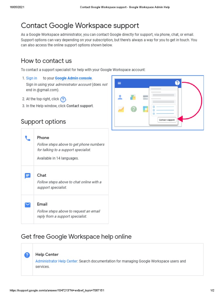 Contact Google Workspace Support - Google Workspace Admin Help | PDF ...
