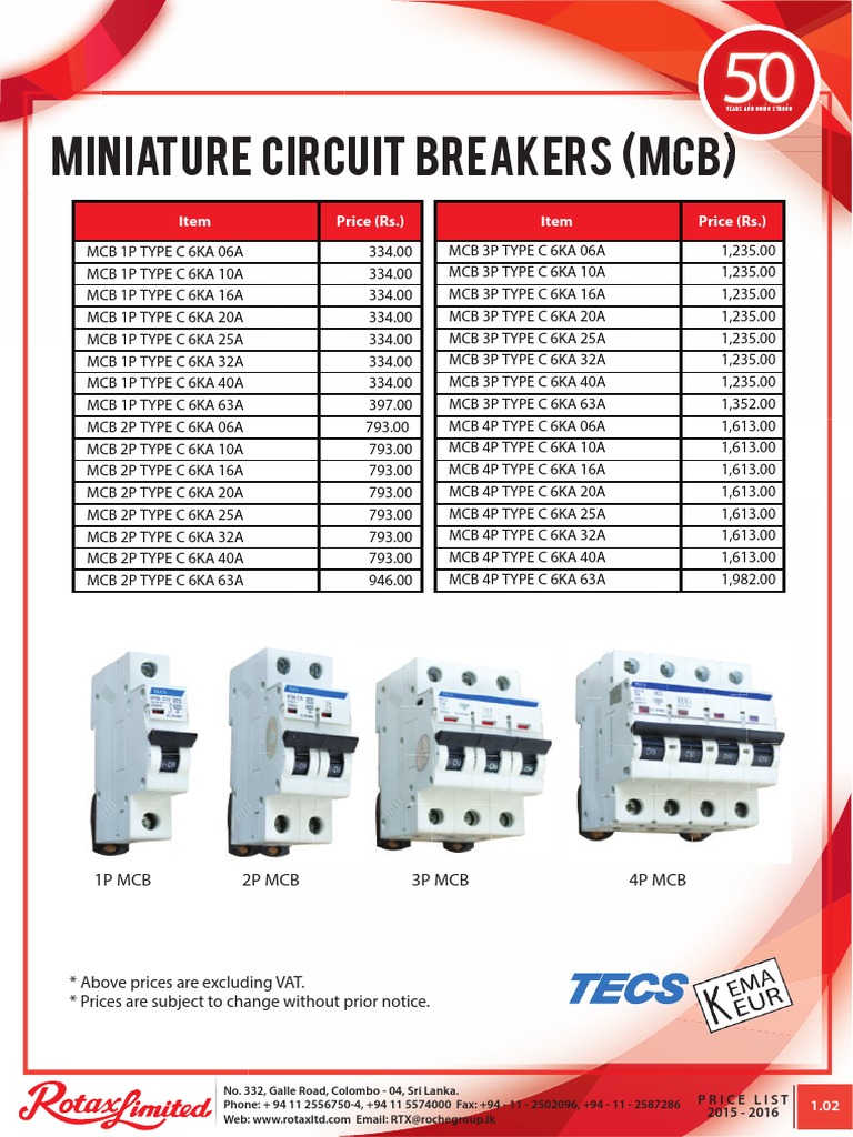 01 - SWG - Tecs - MCB - (1.01 - 1.02) | PDF | Fuse (Electrical) | Power ...
