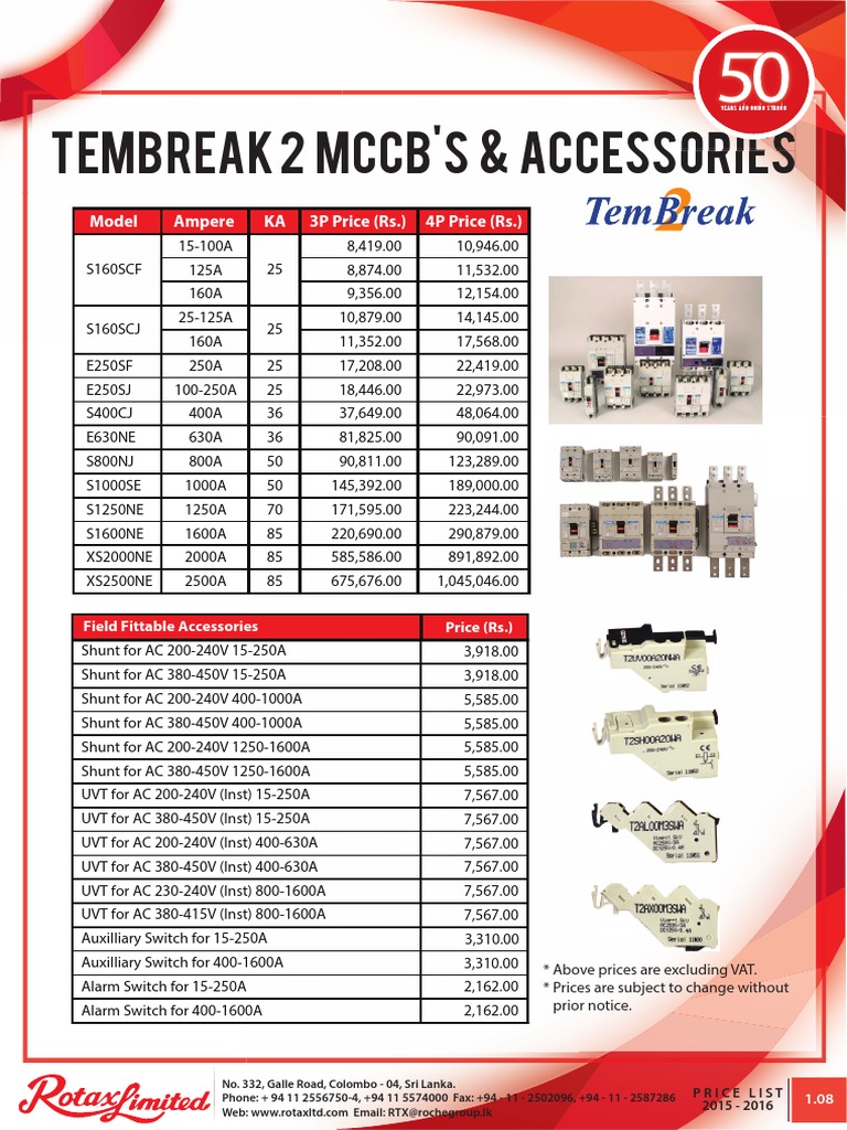 01 - SWG - Tembreak MCCB & Accessories - (1.07 - 1.08) | PDF ...