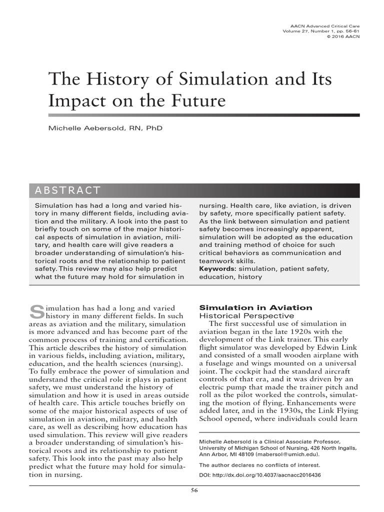 The History of Simulation and Its Impact On The Future | PDF ...