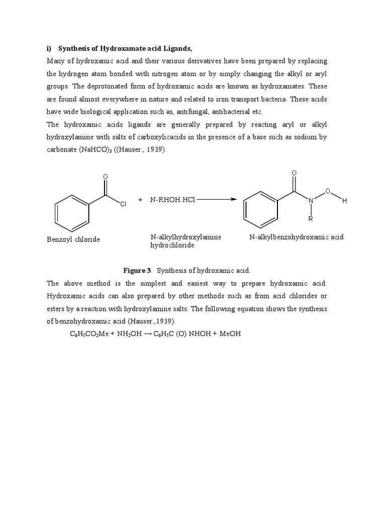 Synthesis of Hydroxamate Acid Ligands | PDF | Science & Mathematics
