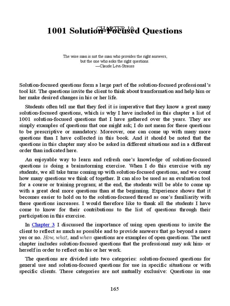 1001 Solution Focused Question (165 215) | PDF | Hope | Psychological ...