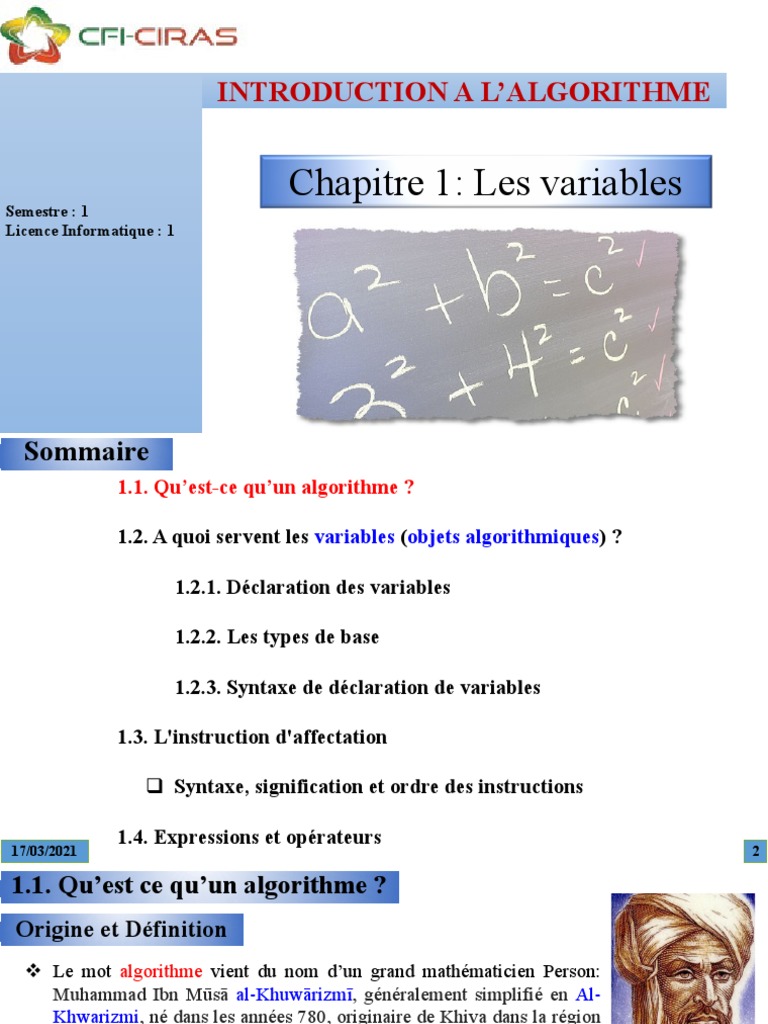 2 - Introduction A L'algorithme | PDF | Structure de contrôle | Booléen