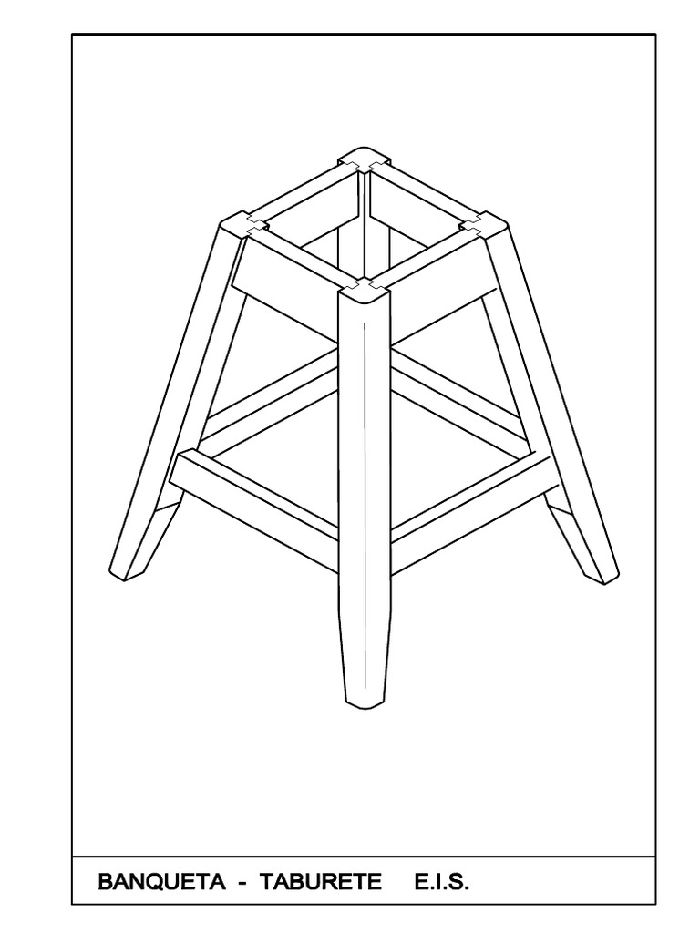 Tecnología I - Plano Modelo Taburete-Isometrica | PDF