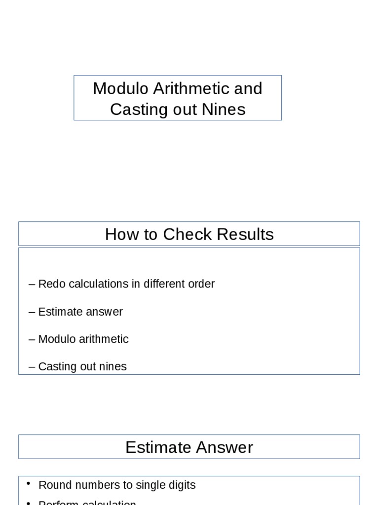 Modulo Arithmetic and Casting Out Nines | Download Free PDF ...