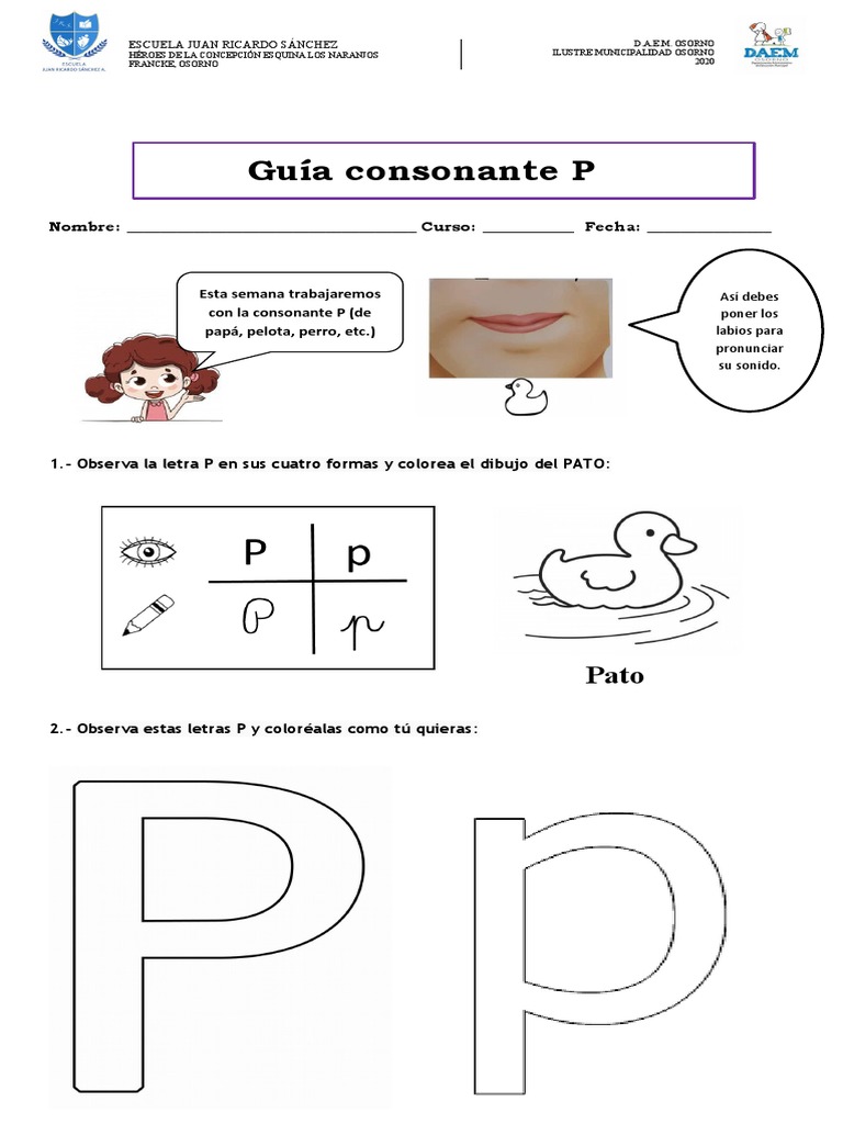 Guía Consonante P IMPRIMIR | PDF | Lingüística