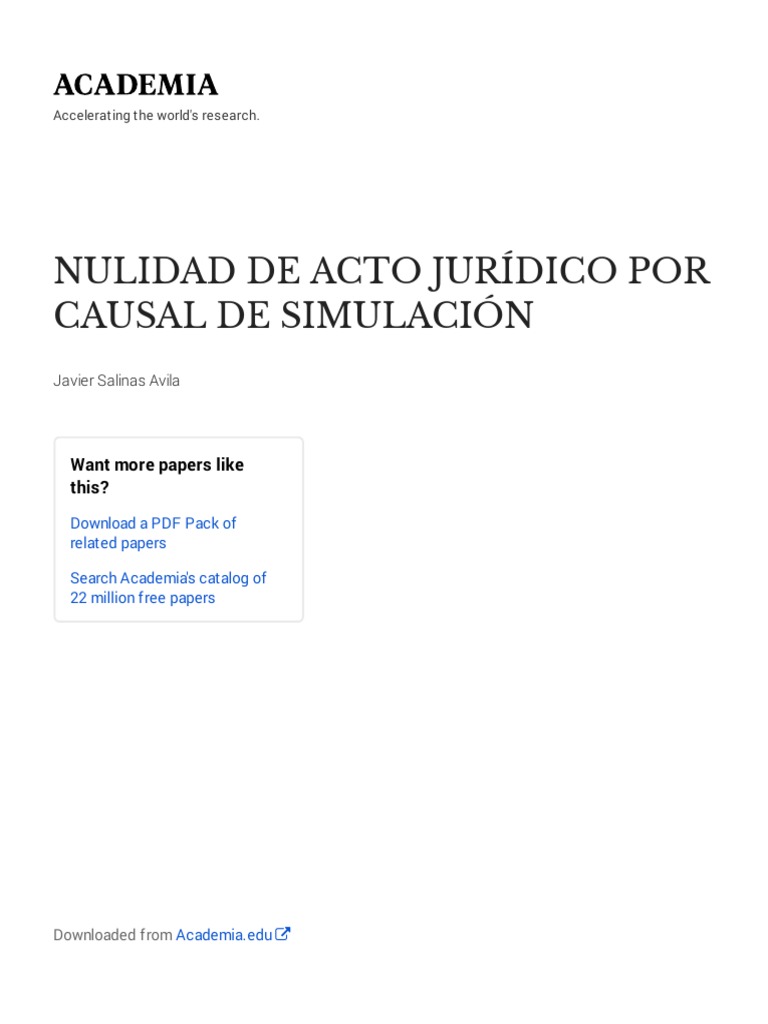 Nulidad Del Acto Juridico Por Simulacion. JAVIER N. SALINAS AVILA-with-cover-page | PDF | Nulo ...