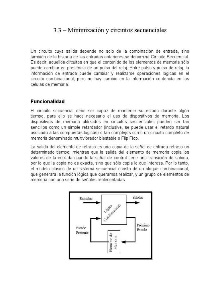 3.3 - Minimizacion y Circuitos Secuenciales | PDF | Ingenieria Eléctrica | Ciencias de la ...