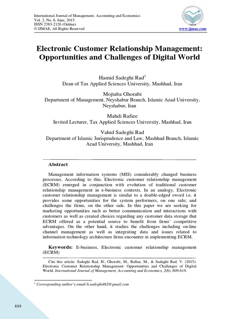 Electronic Customer Relationship Management | PDF | Customer ...