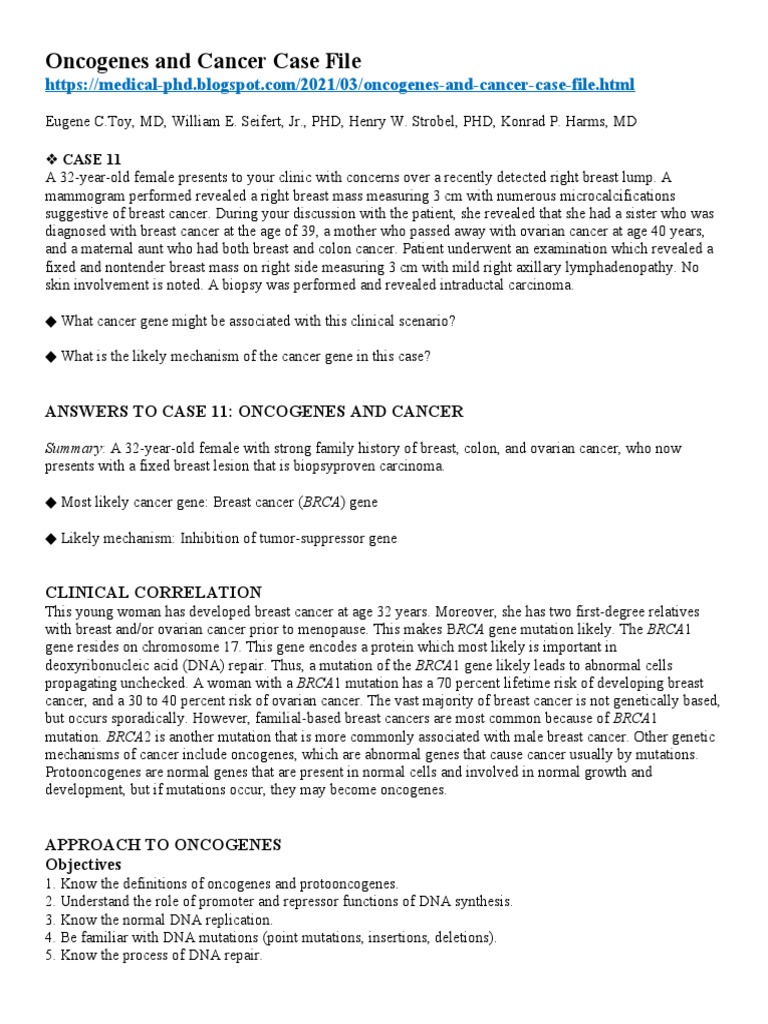 Oncogenes and Cancer Case File | PDF | Dna Replication | Primer ...